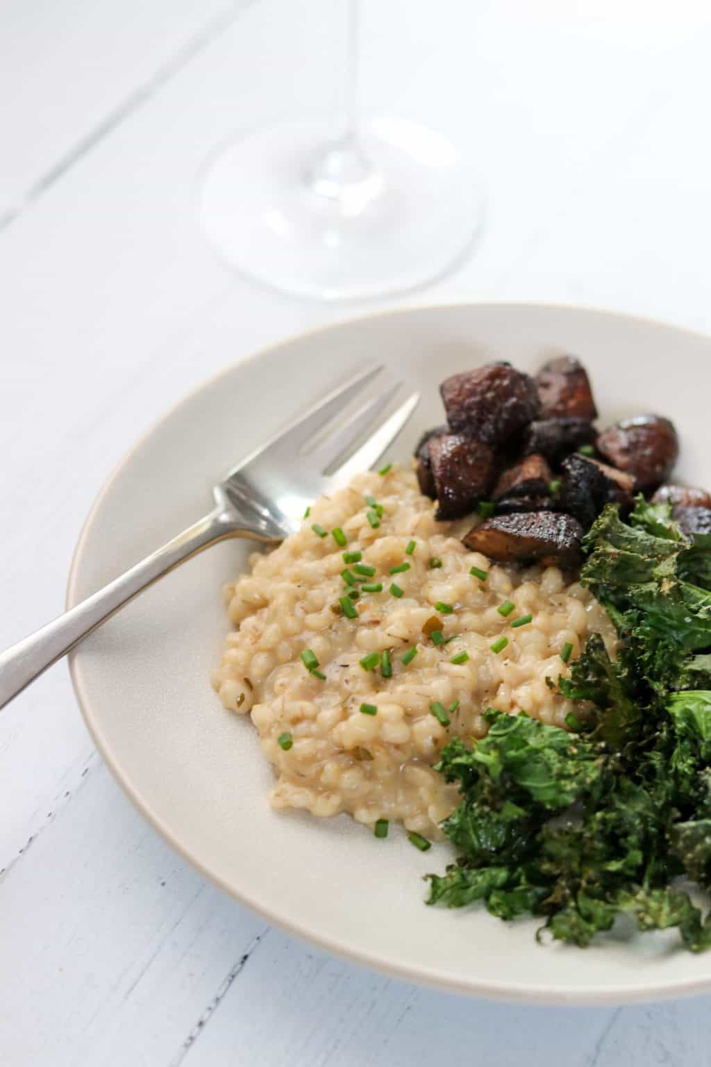 Creamy Barley Risotto with Roasted Mushrooms and Crispy Kale - True ...