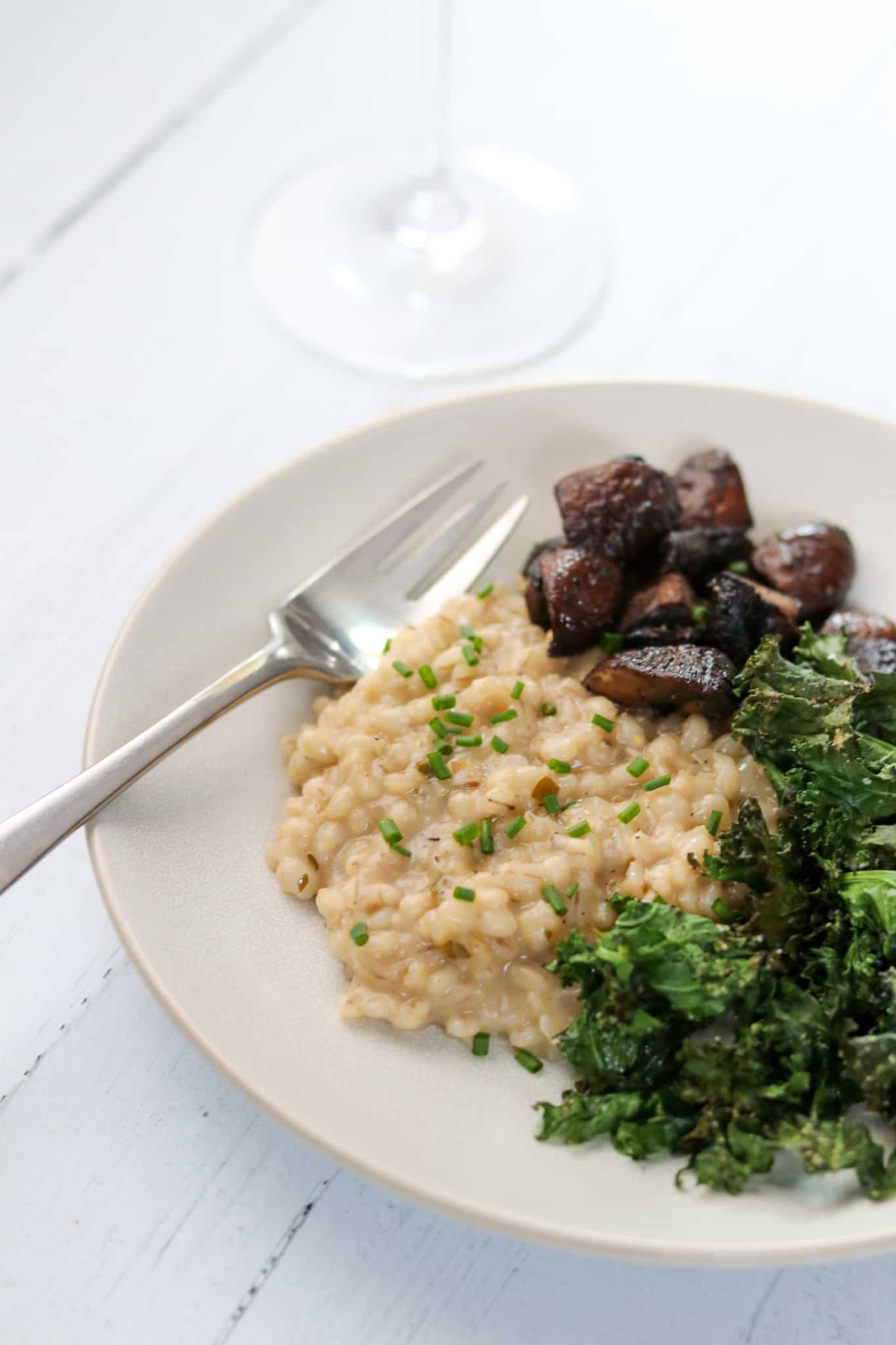Creamy Barley Risotto with Roasted Mushrooms and Crispy Kale - True ...