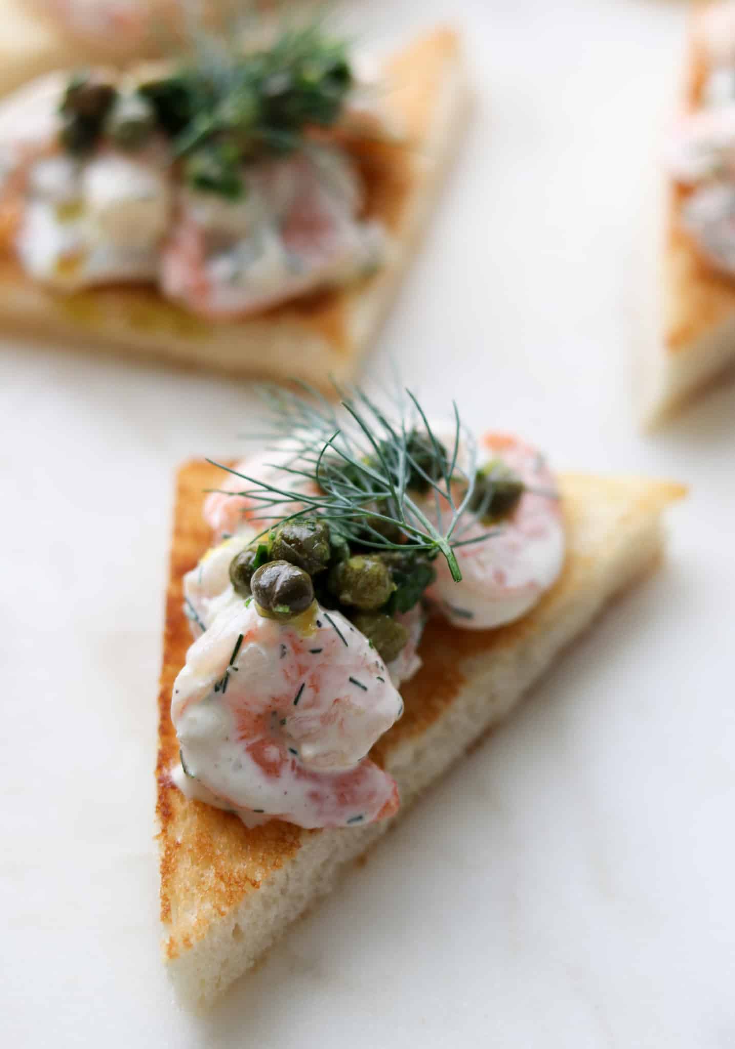 Toast Skagen with Caper Relish - True North Kitchen