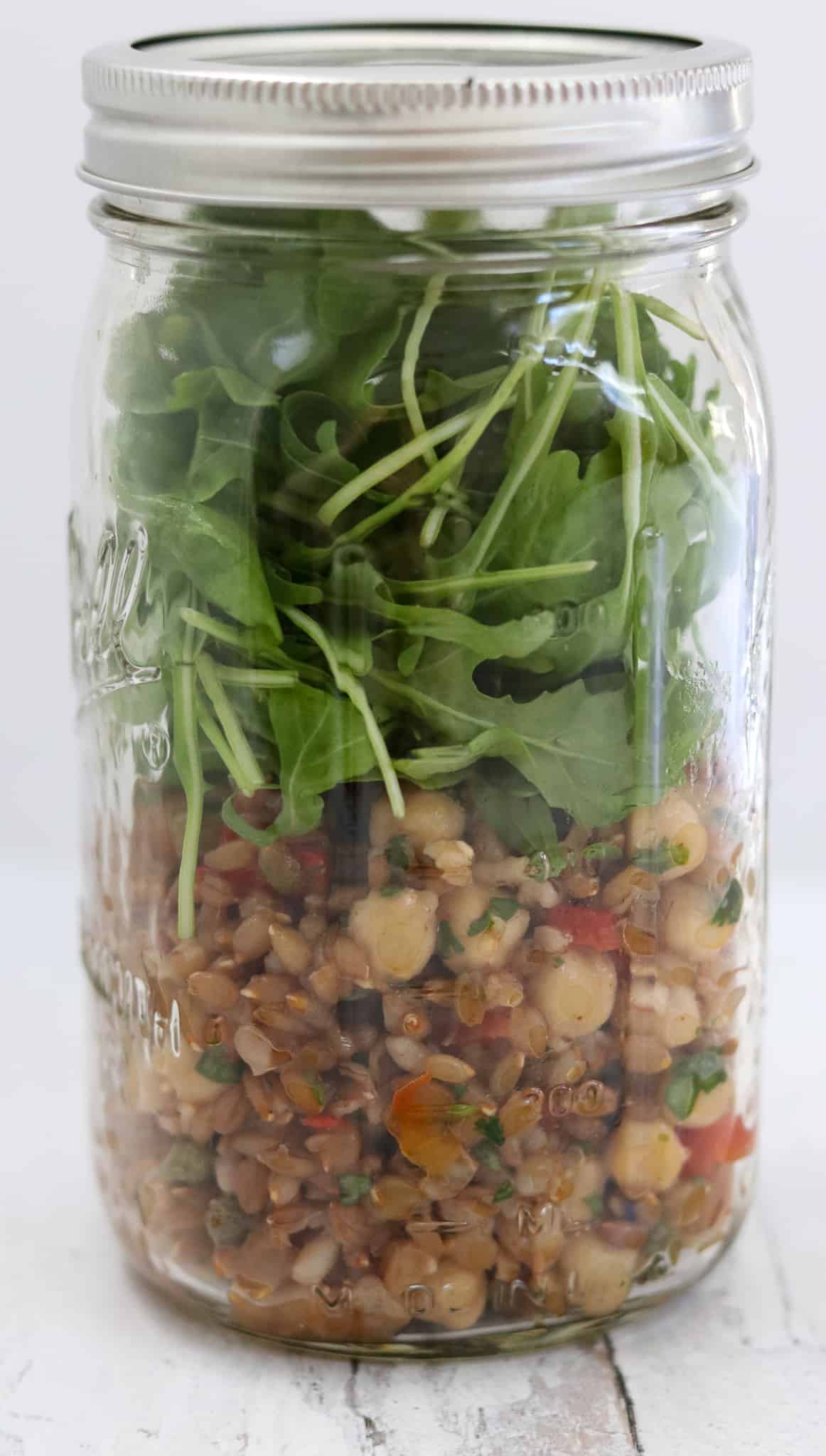 Rye Berry Salad with Chickpeas, Roasted Red Peppers and Arugula - True ...