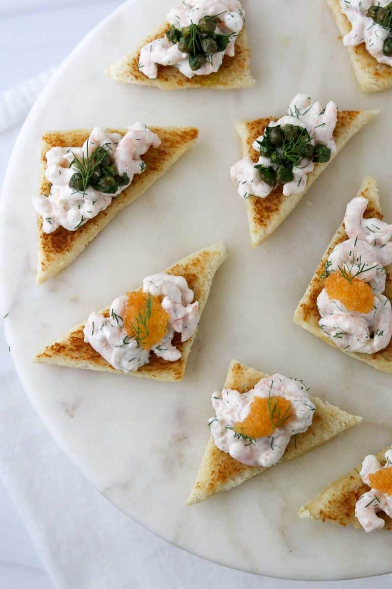 Traditional Toast Skagen (Swedish Shrimp Toasts) - True North Kitchen