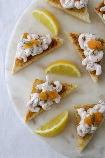 Traditional Toast Skagen (Swedish Shrimp Toasts) - True North Kitchen